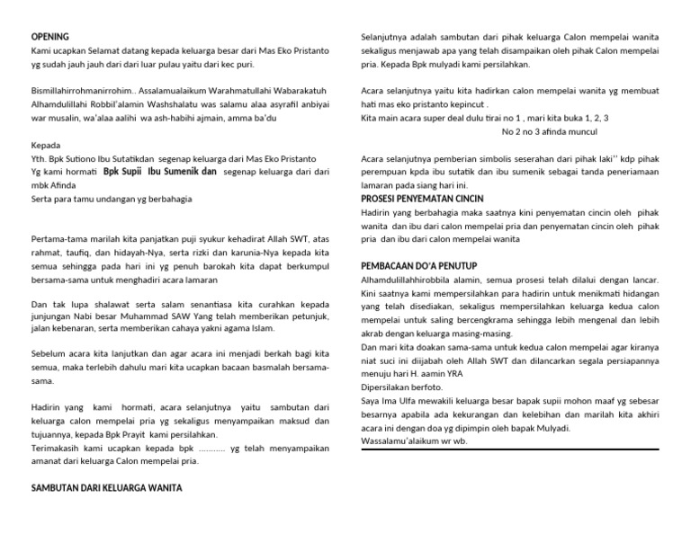 Teks MC Lamaran 1 | PDF