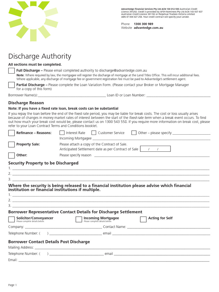 Advantage Discharge Authority 0521 | PDF