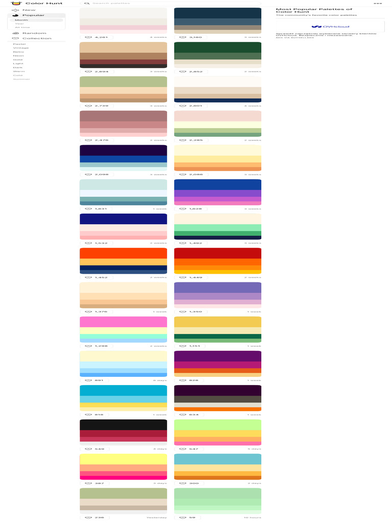 The Most Popular Color Palettes of 2024 - Color Hunt | PDF