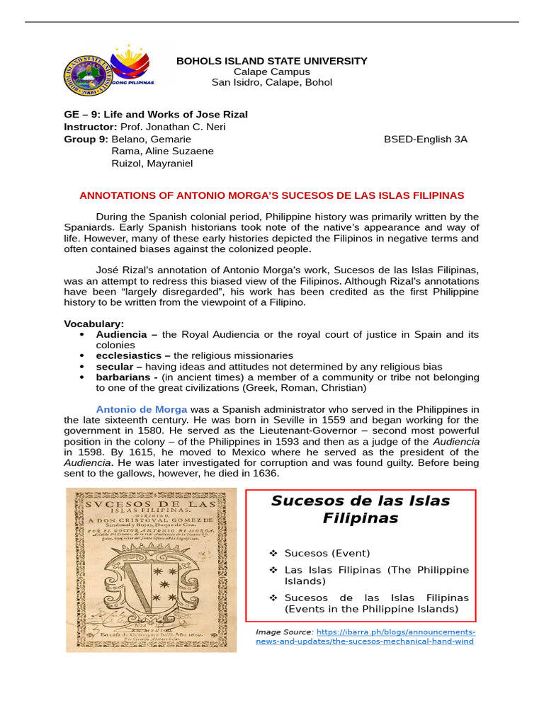 Annotation of Antonio Morga S Sucessos de Las Islas Filipinas | PDF