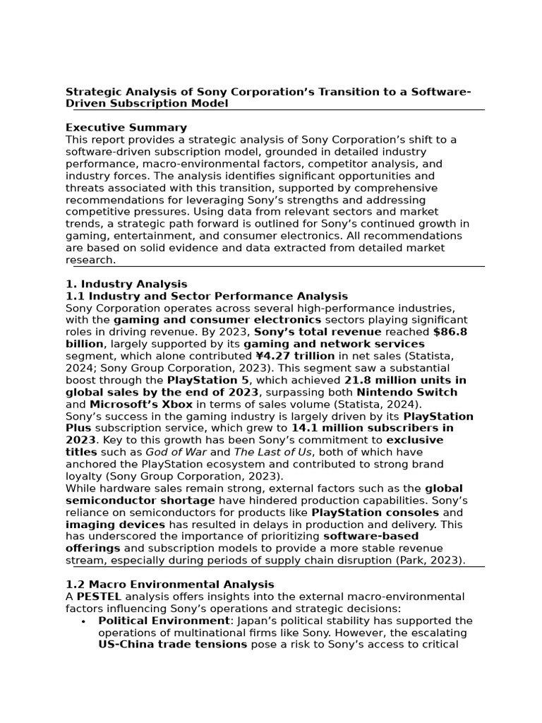 Strategic Analysis of Sony Corporation | PDF