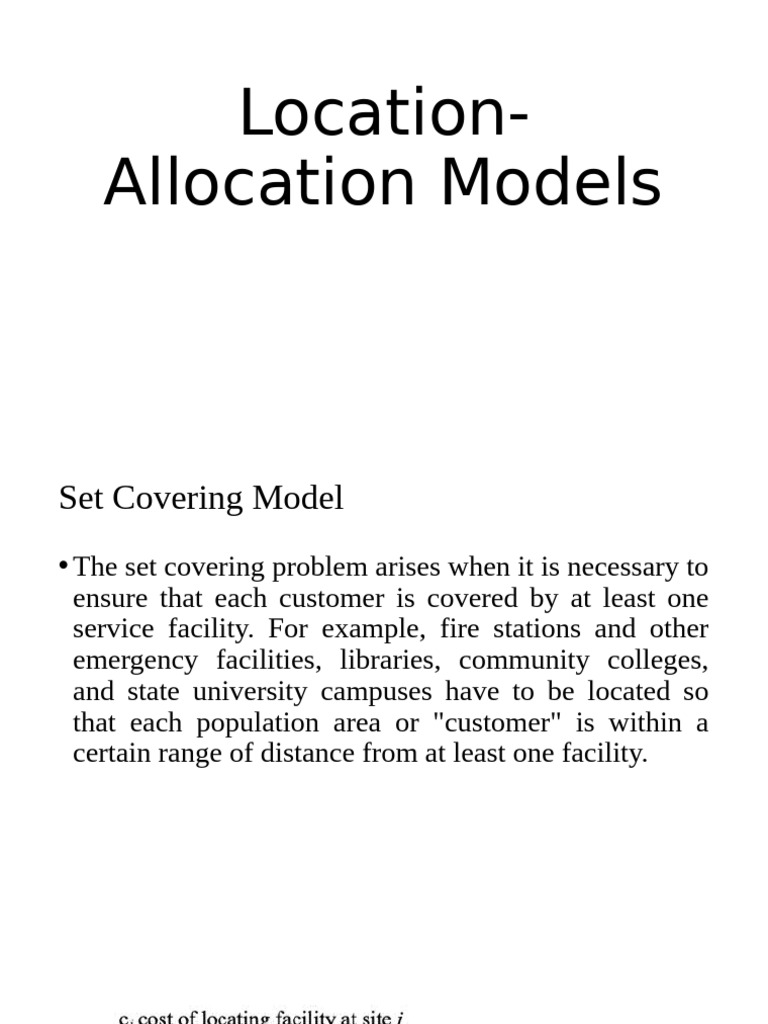 Location-Allocation Models | PDF