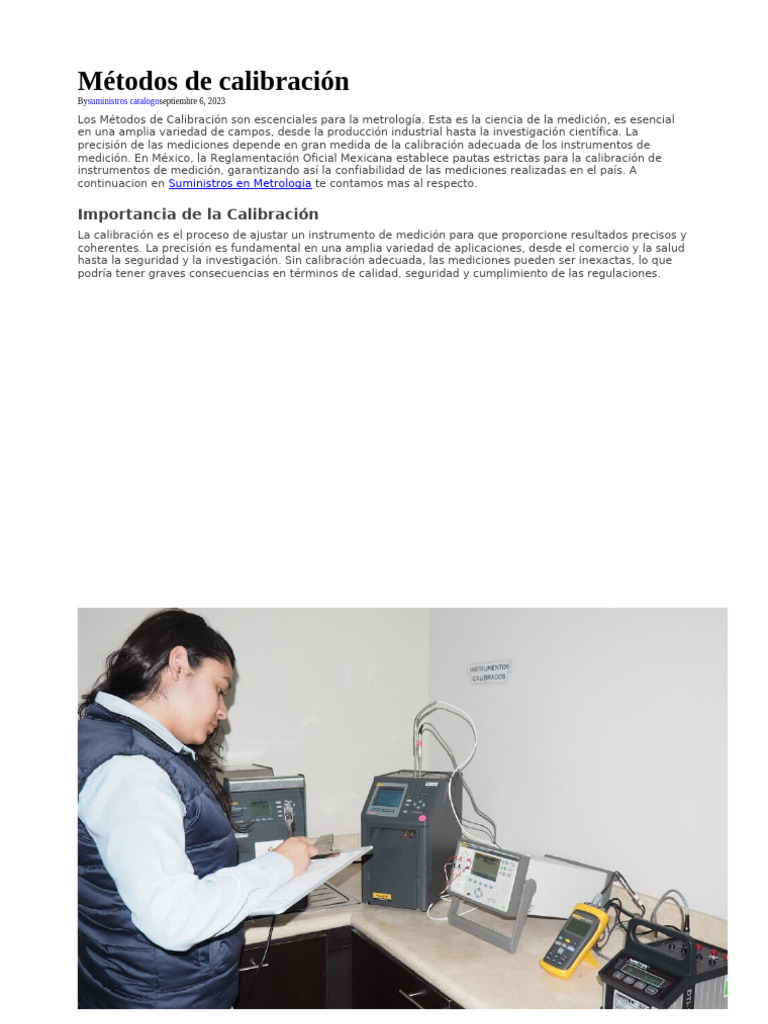 Métodos de Calibración en Metrología | PDF | Calibración | Medición