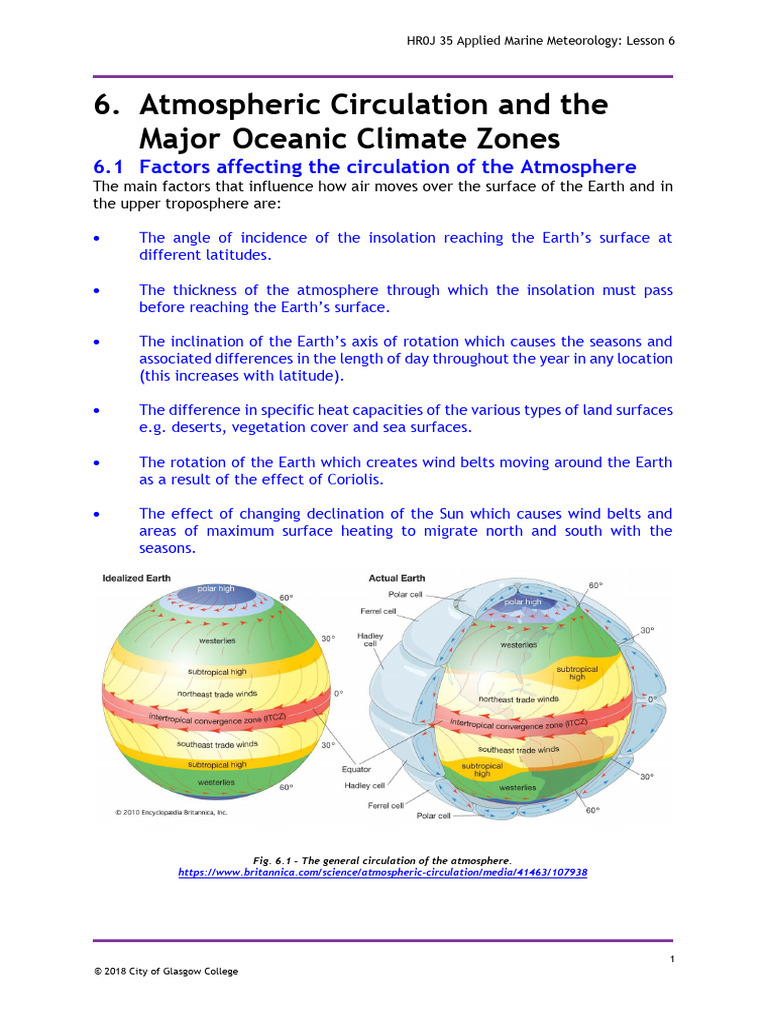 6 HR0J 35 Atmospheric Circulation Major Oceanic Climate Zones | PDF