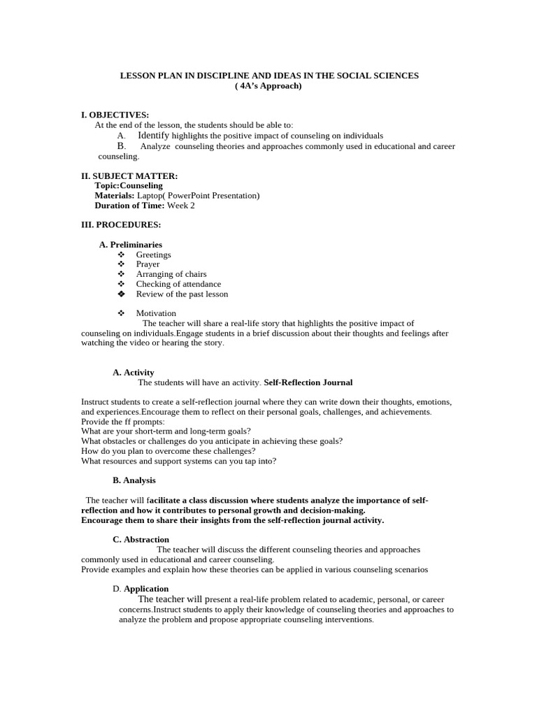 Lesson Plan In Diss W 2 Pdf