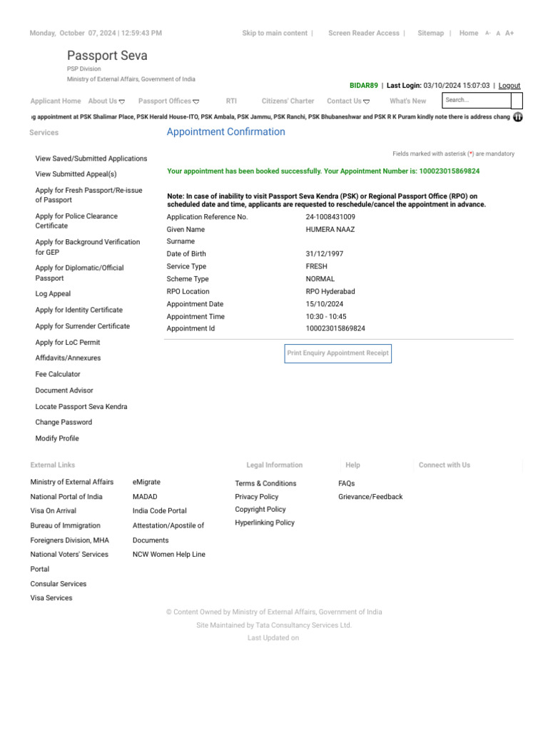 Book Appointment - Passport Seva | PDF | Passport | Travel Visa
