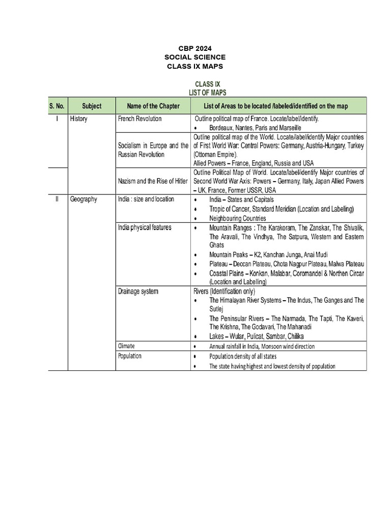 CBP 2024- CLASS IX MAP BOOKLET | PDF