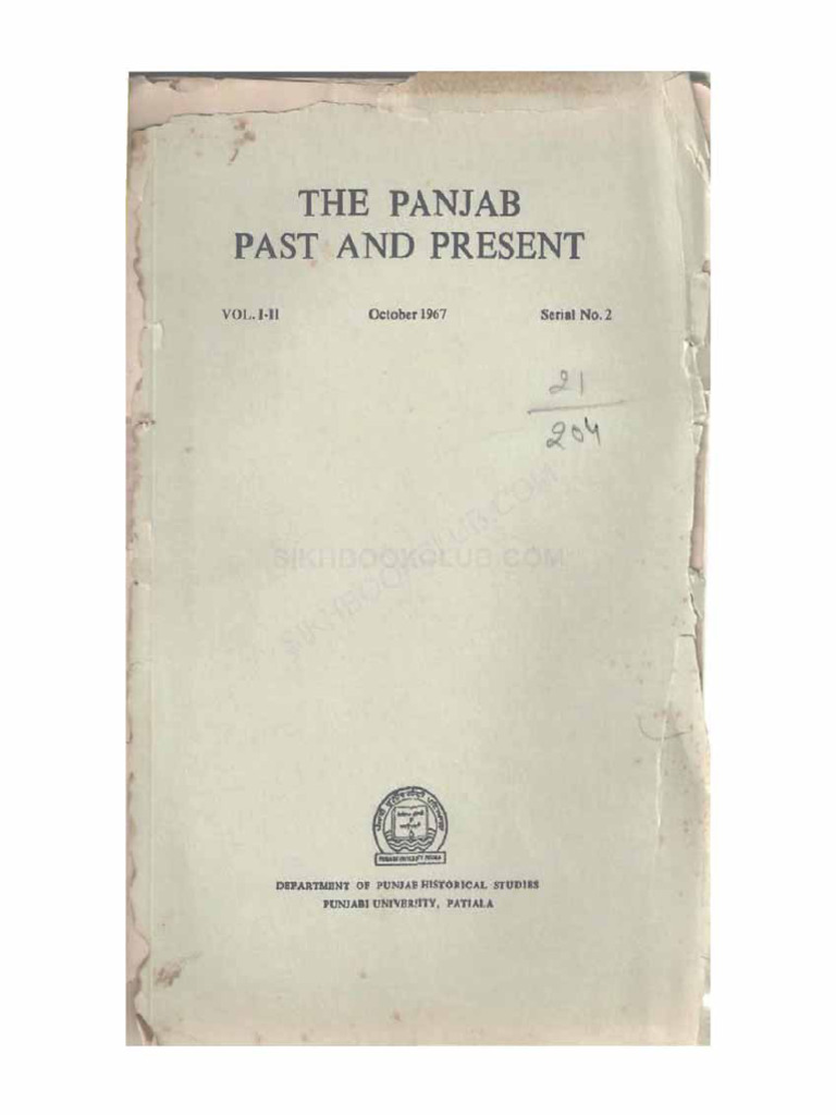 The Punjab Past and Present Vol 1 PartII by DR Ganda Singh | PDF