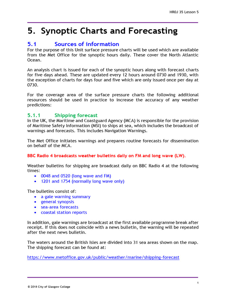 5 HR0J 35 Synoptic Charts and Forecasting | PDF