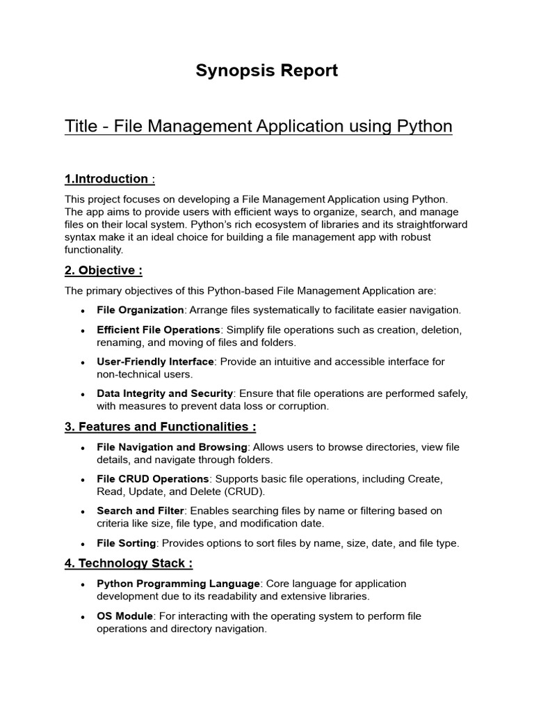 Synopsis Report | PDF