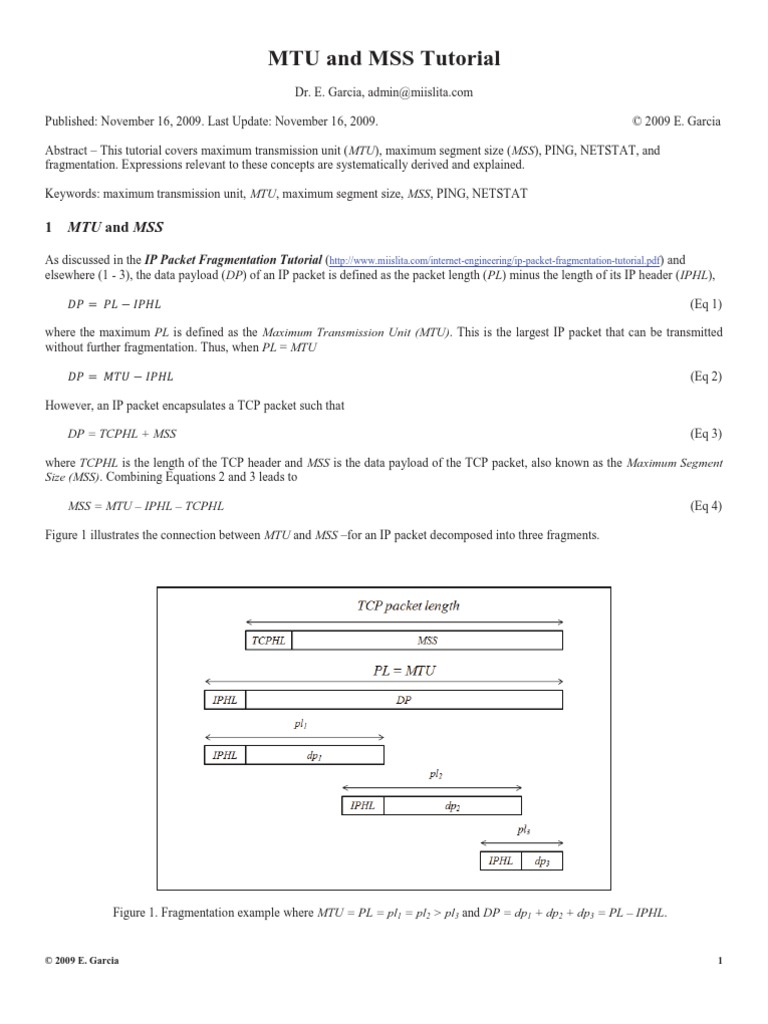 Mtu Mss Tutorial | PDF | Transmission Control Protocol | Internet Protocols