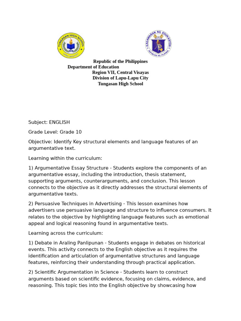 Grade 10 English Q2 Lesson 2 Lesson Plan Pdf