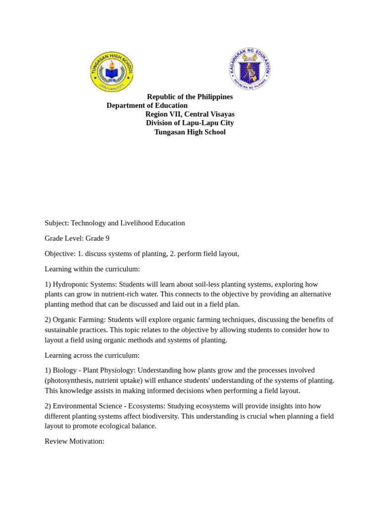 Grade 9 Tle Q2 Lesson 2 Lesson Plan | PDF