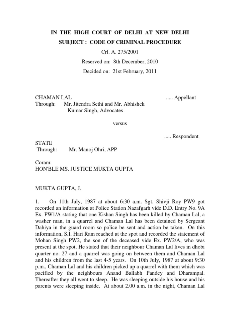 Chaman Lal vs. State | PDF