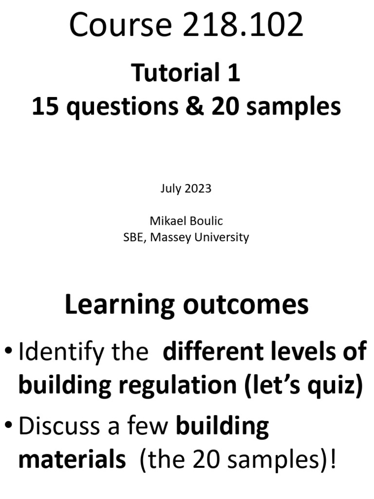 2023 Tutorial 1 Questions and Answers | PDF
