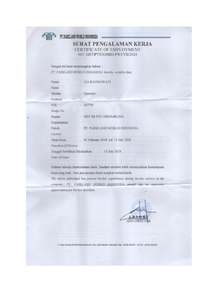 Paklaring Dan Surat PHK | PDF