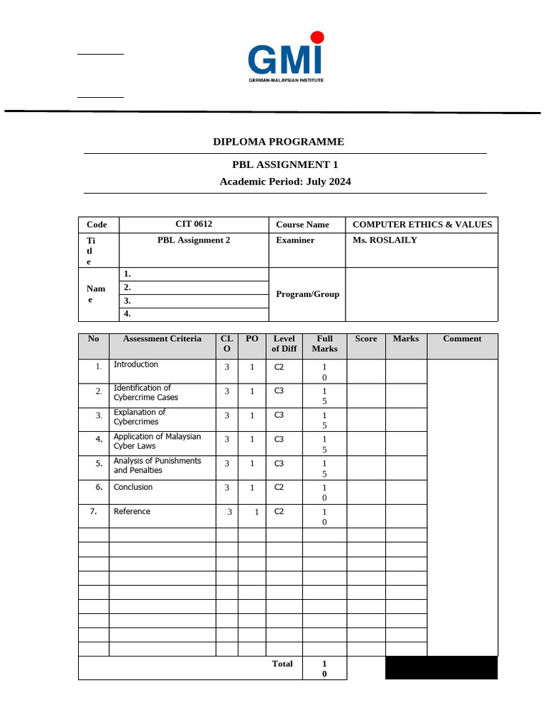 PBL 2 July2024 - Cover Page | PDF