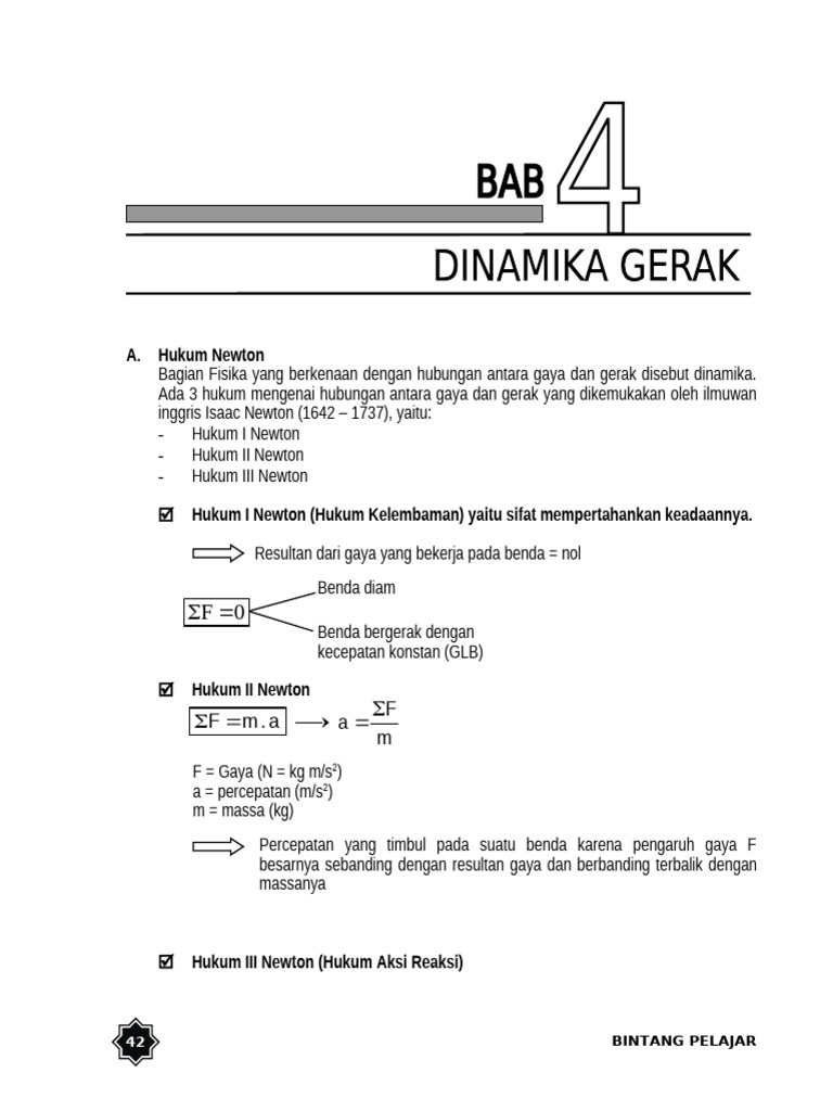 Bab 4. Dinamika Gerak (Finished) | PDF | Science & Mathematics