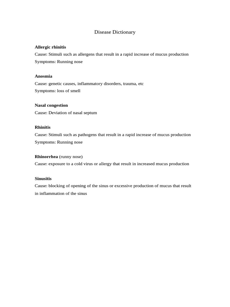 Disease Dictionary | PDF