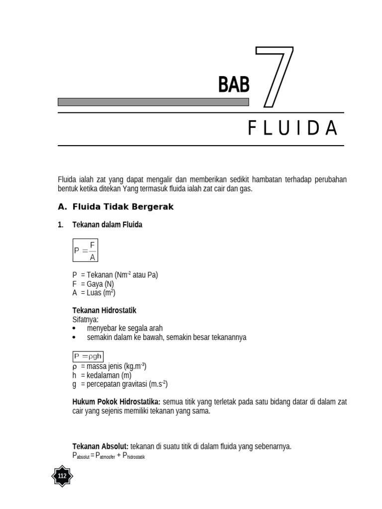 Bab 7. Fluida (Finished) | PDF | Science & Mathematics