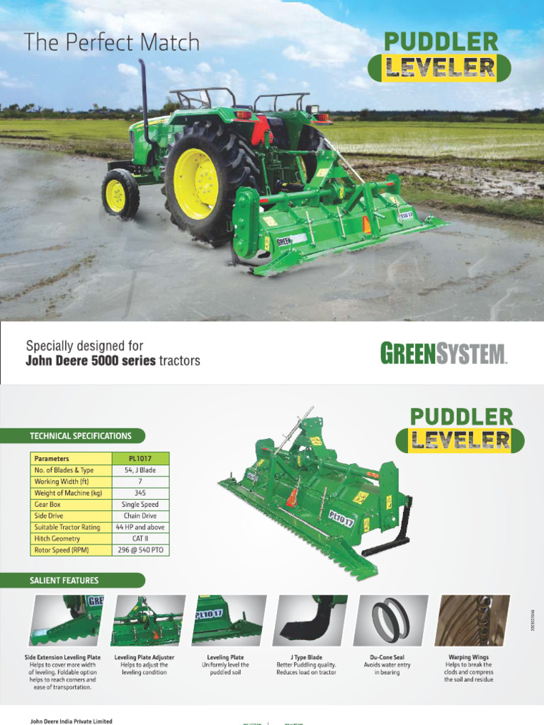 John Deere Tractors GreenSystem Implements Puddler Leveler | PDF