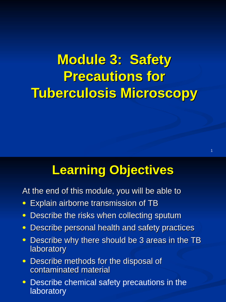 Module 2 Safety Precautions For Tuberculosis Micros | PDF