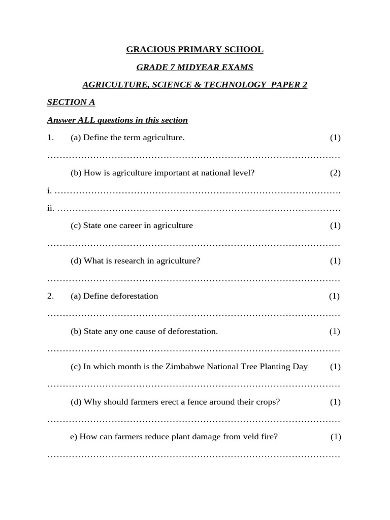 Grade 7 Agric, Scie & Tech Paper 2 | PDF