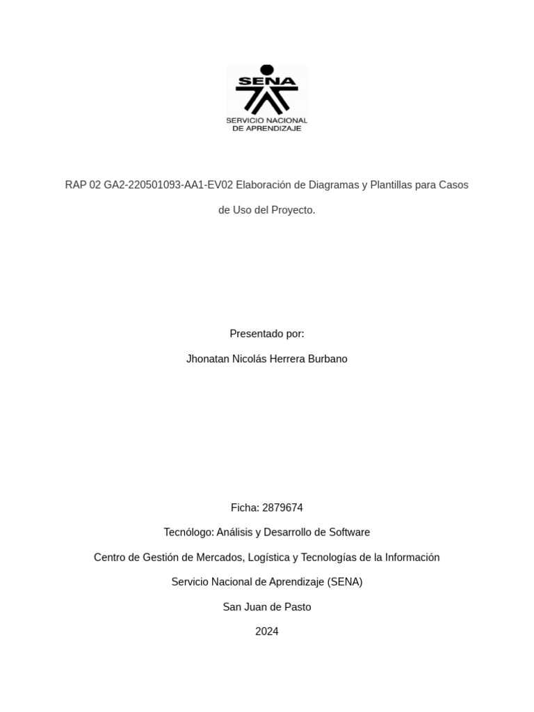 RAP 02 GA2 AA1 EV 02 Diagramas de Caso de Uso y Plantillas | PDF