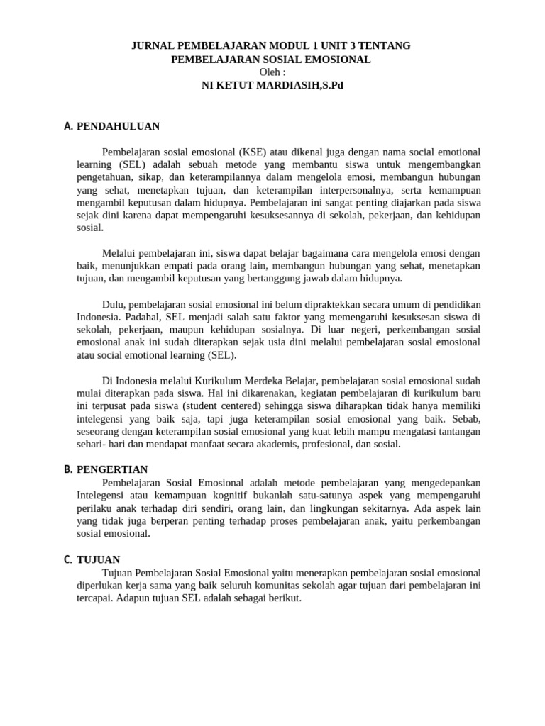 JURNAL PEMBELAJARAN MODUL 1 UNIT 3 | PDF
