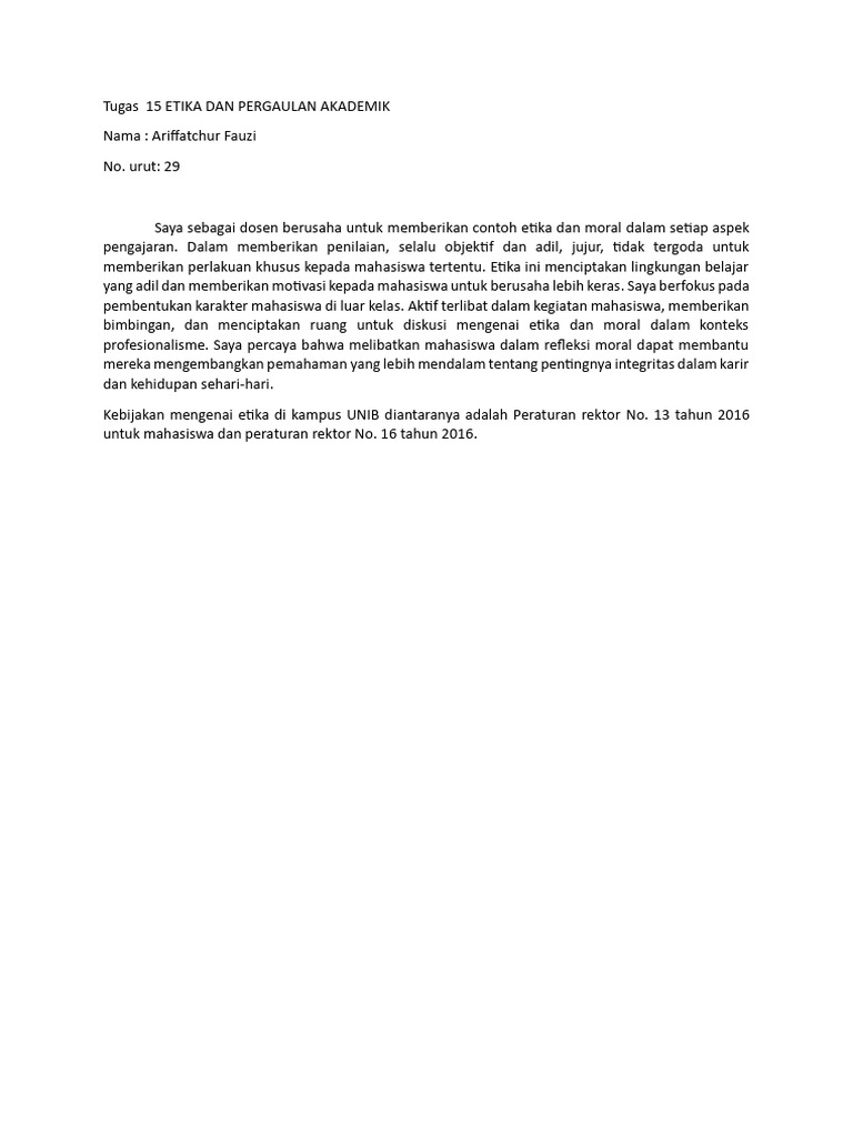 Tugas 15 ETIKA DAN PERGAULAN AKADEMIK | PDF