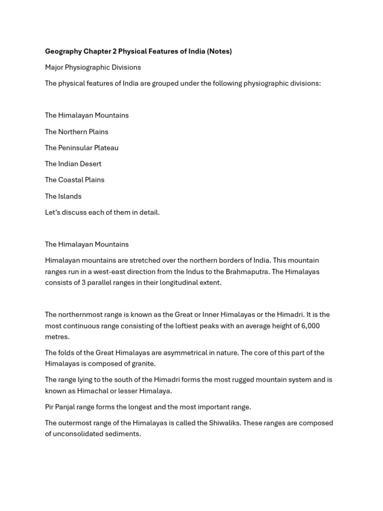 Geography CH 2 Notes | PDF | Himalayas | Earth Sciences