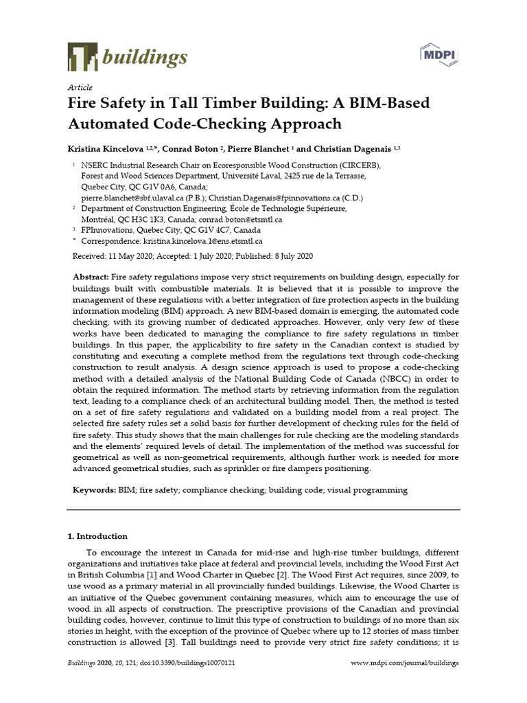 Fire Safety in Tall Timber Building A BIM-Based Au | PDF