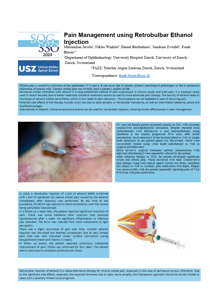 Eposter - Pain Management Using Intraorbital Ethanol Injection | PDF