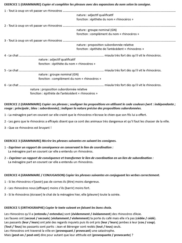 Exercices Gram - Conj - Ortho | PDF