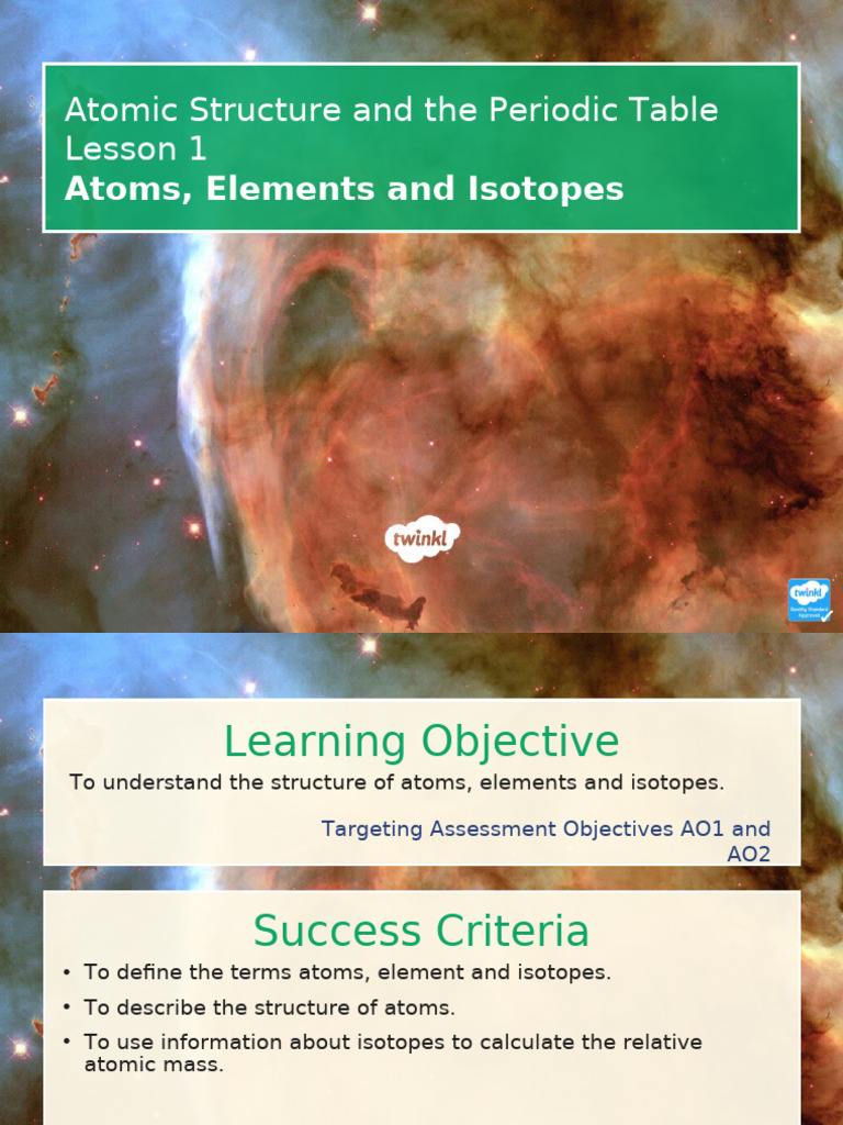 Atoms Elements and Isotopes Presentation | PDF