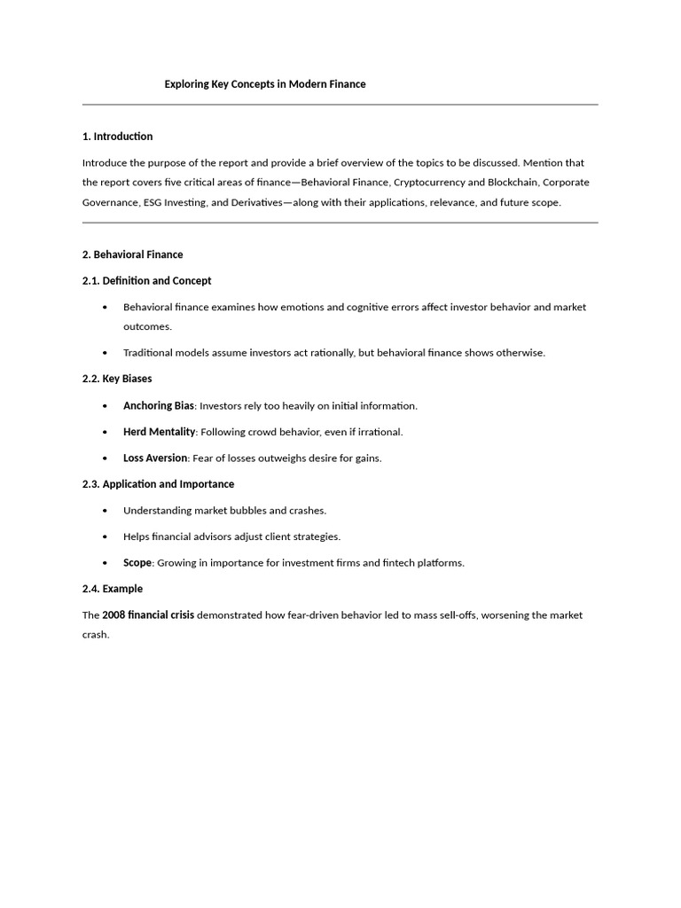 Exploring Key Concepts in Modern Finance | PDF | Finance & Money Management Exploring Key Concepts in Modern Finance | PDF | Finance & Money Management
