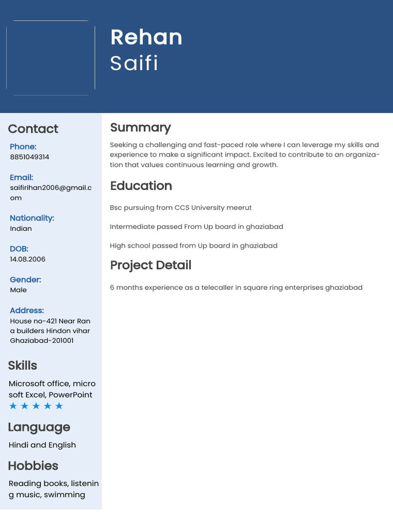 Rehan - Resume - 913 | PDF | Career & Growth