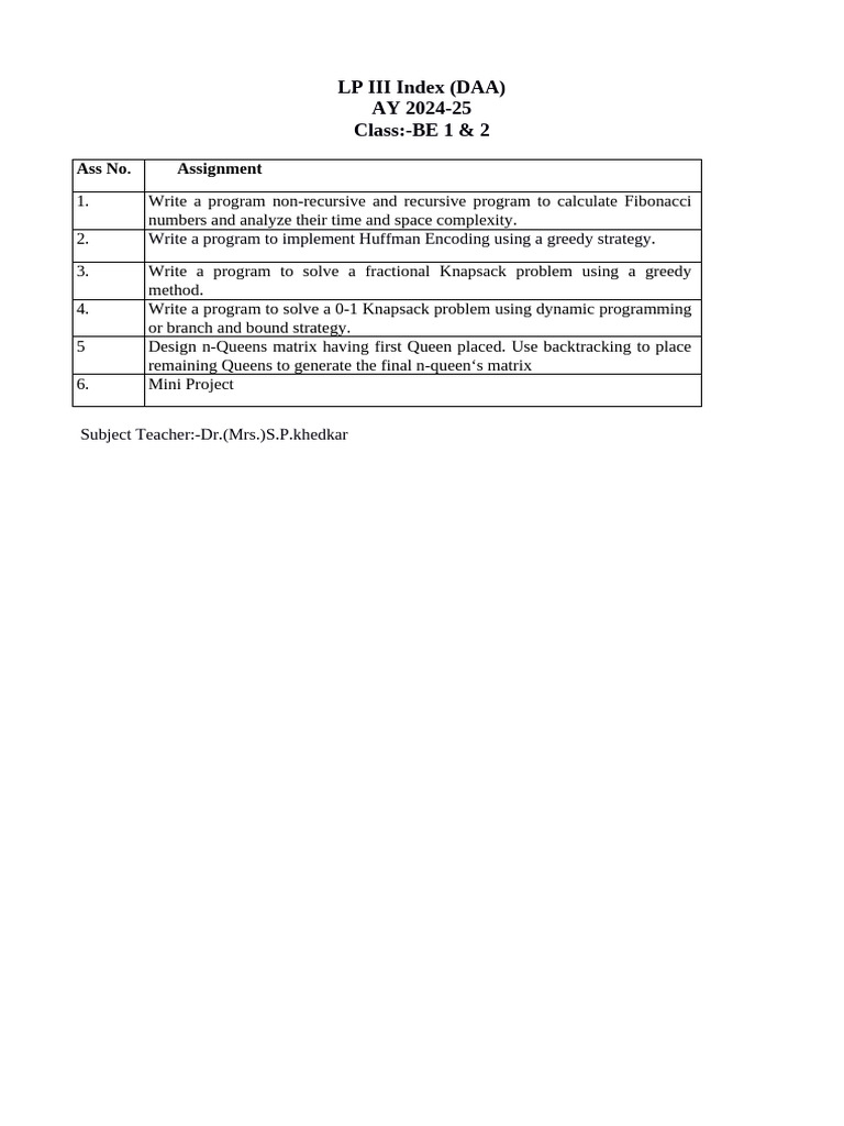 LP 3 DAA lab manual | PDF LP 3 DAA lab manual | PDF
