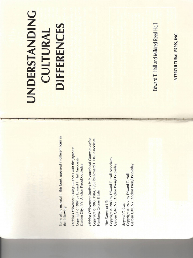 Hall, 1990, Understanding Cultural Differences | PDF