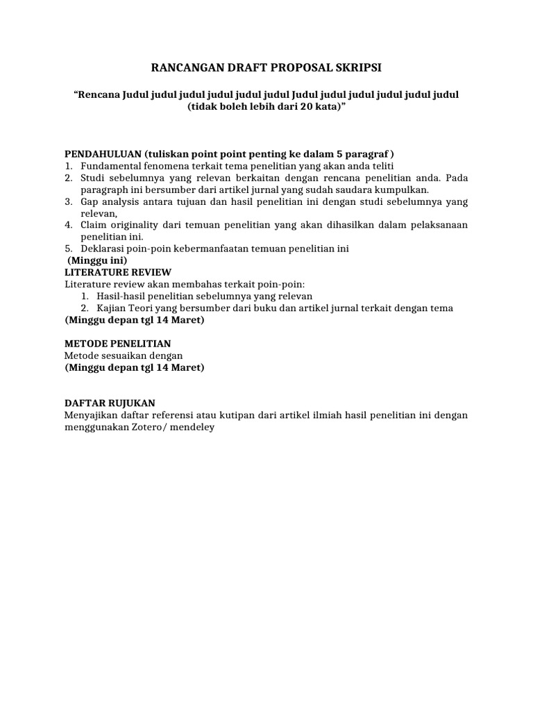 RANCANGAN AWAL PROPOSAL PENELITIAN | PDF