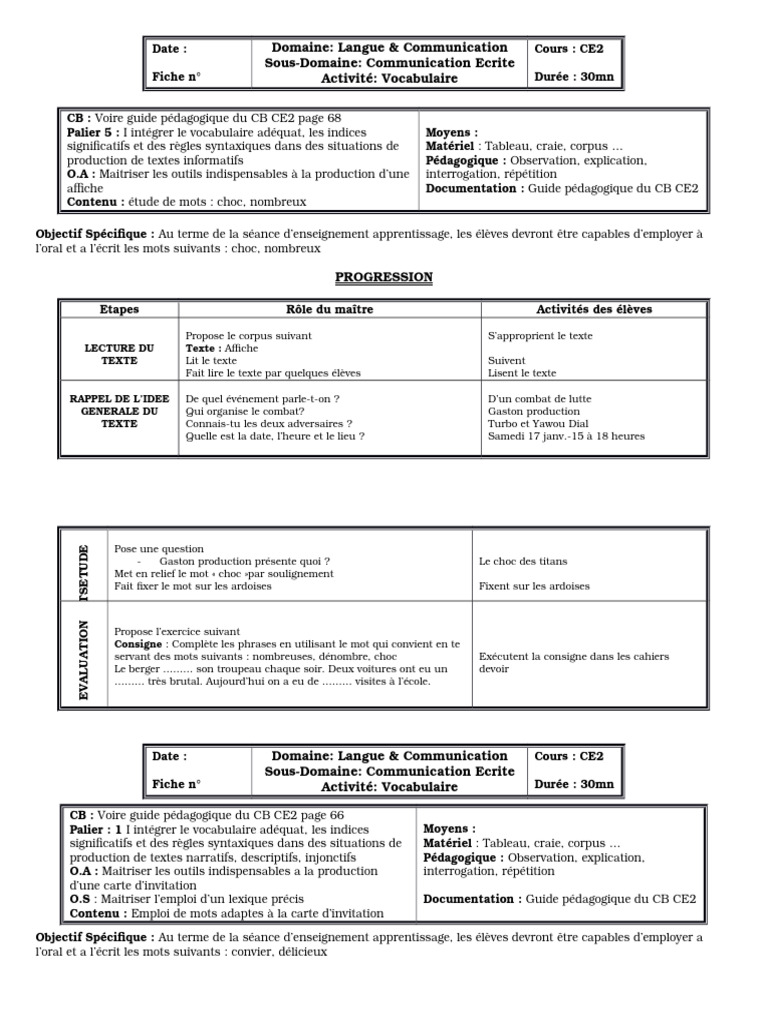 Vocabulaire Ce2 Ndong - 771877783 | PDF