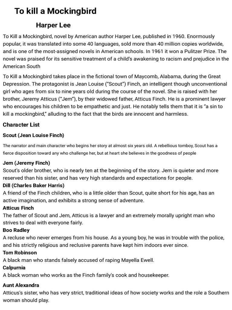 To Kill A Mockingbird | PDF