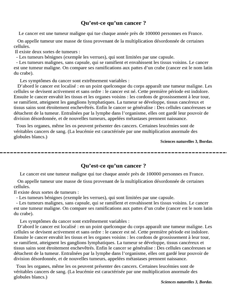 Qu’est-ce qu’un cancer | PDF