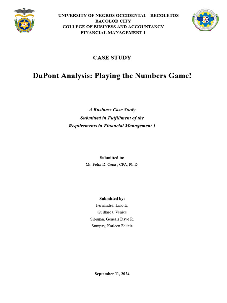 GROUP 6 UNOR BSA CO7 - DuPont Analysis - Playing The Numbers Game! | PDF