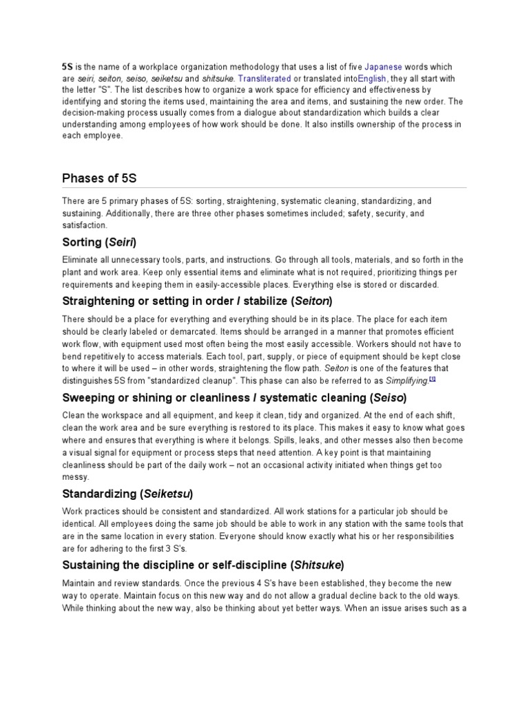 Phases of 5S: Sorting (Seiri) | PDF | Business | Economies