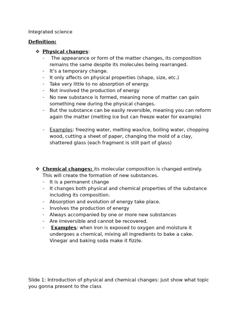 Physical and chemical changes | PDF