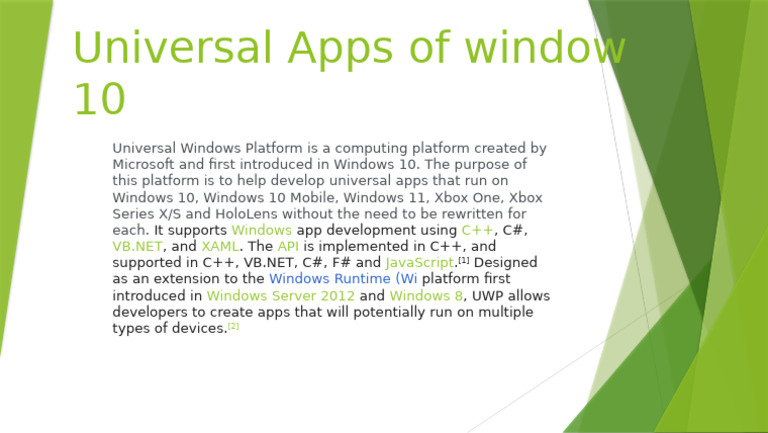 Universal Apps of Window 10: Windows C++ Xaml Api Javascript Windows Server 2012 Windows 8 | PDF