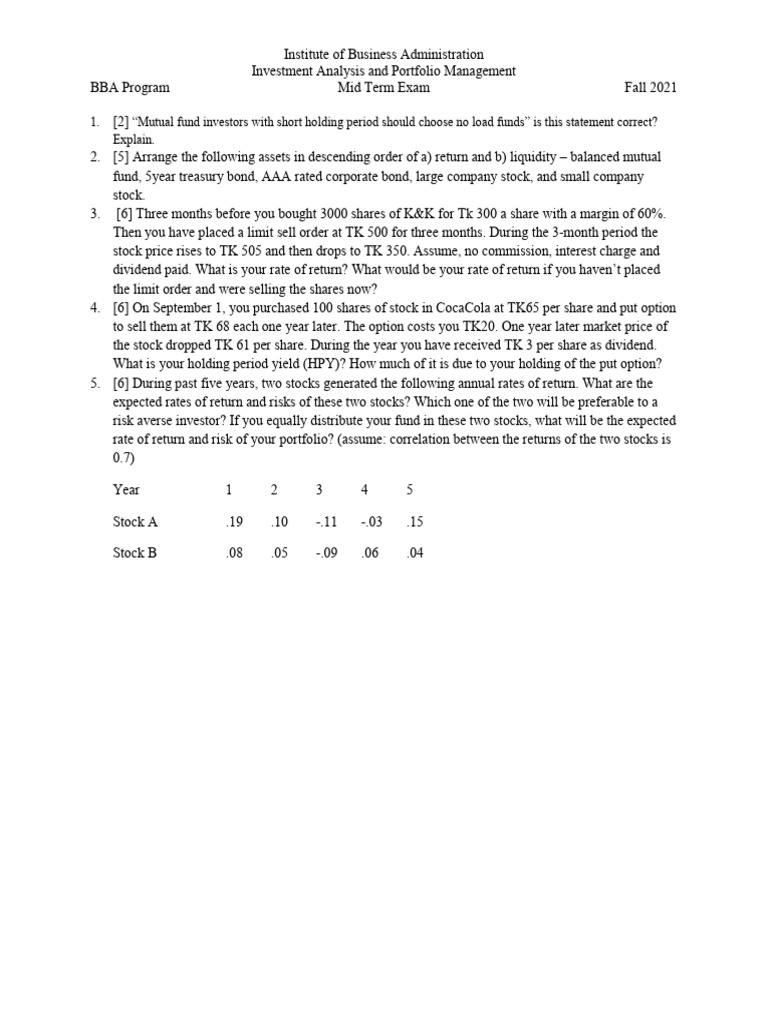 BBA Midterm 2021 | PDF