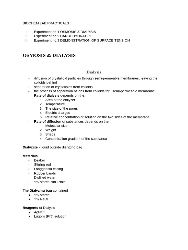 Biochem Lab Practicals | PDF