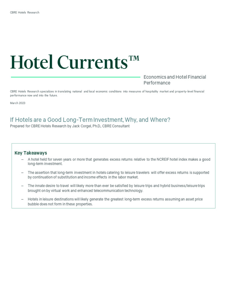 CBRE - Hotel Currents - Long Term Hotel Investment2 | PDF | Labour ...